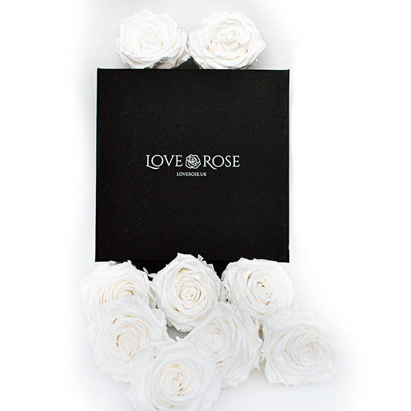 Infinity White Roses in a Black Box – Flower Station